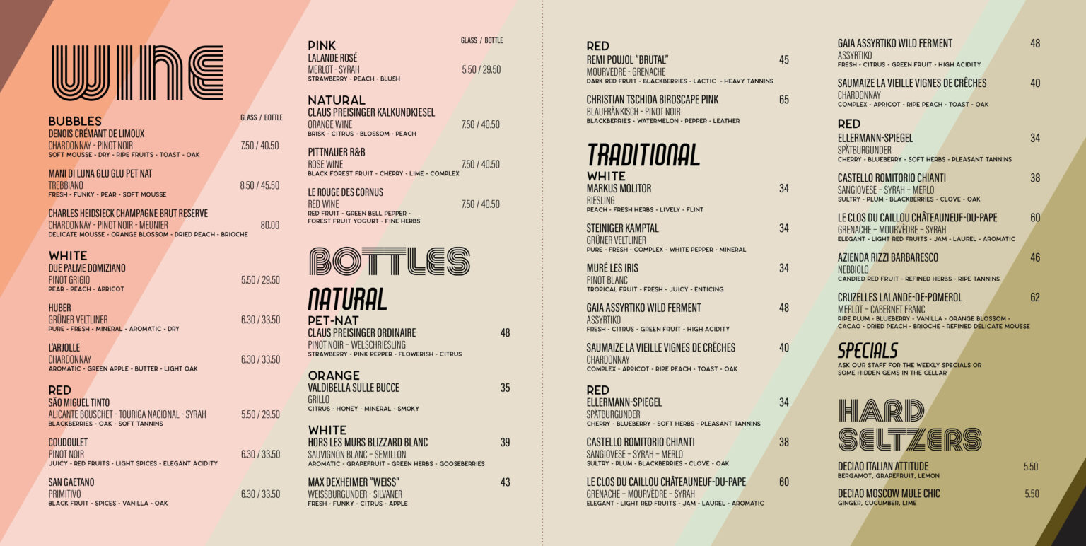 MENU – Paak Vinyl Bar